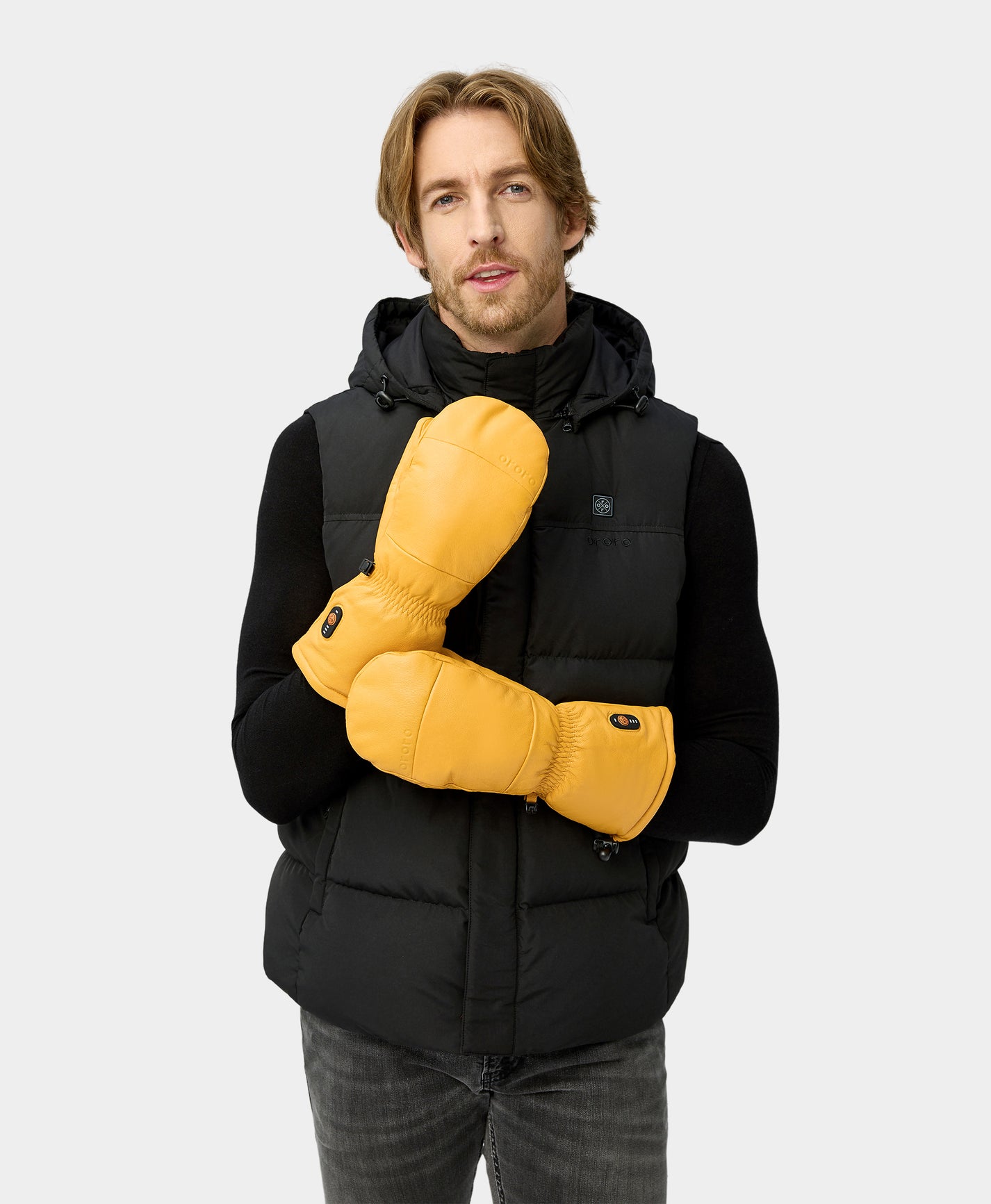 "Duluth" Unisex Heated Chopper Mittens - Yellow | ororo