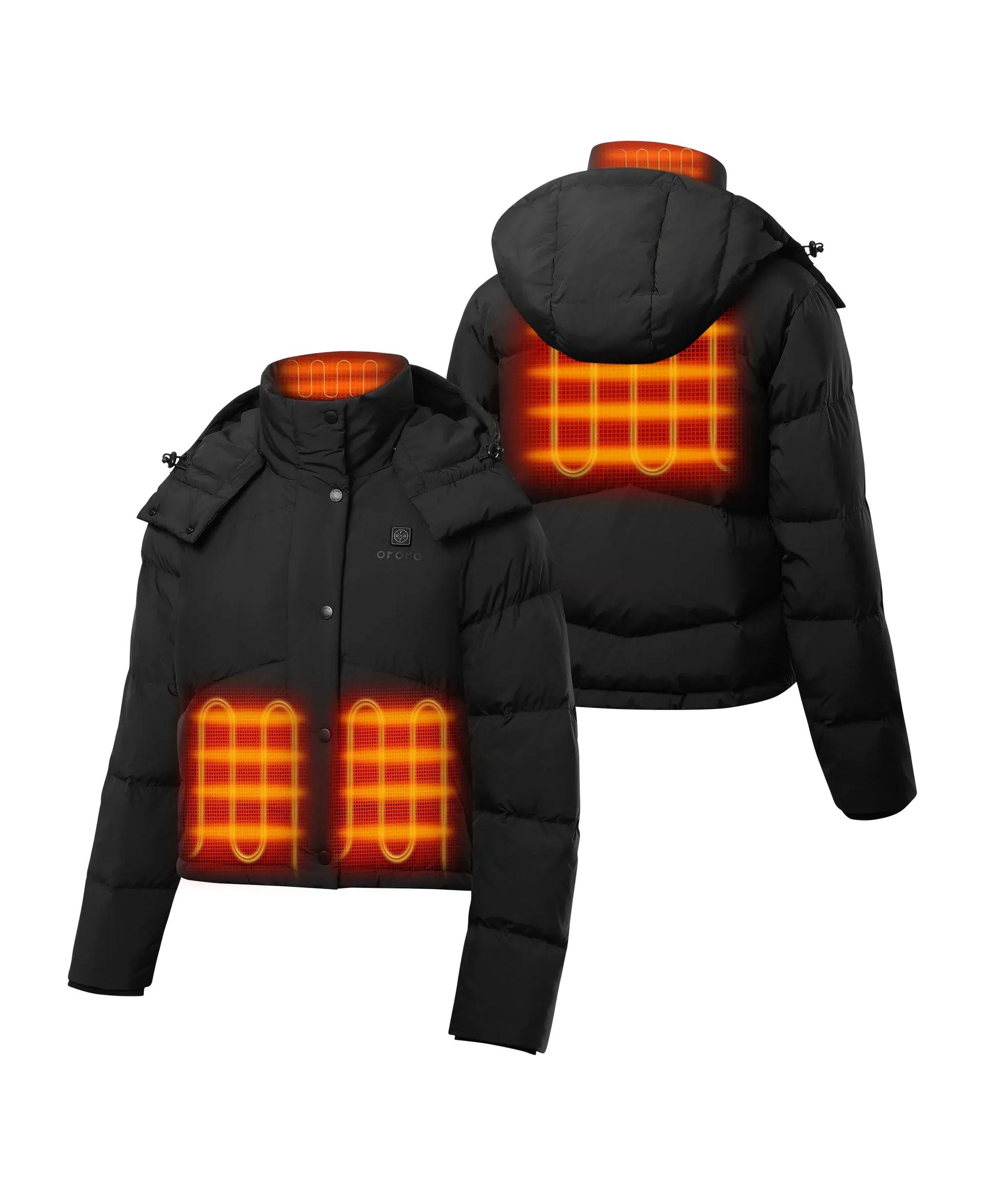 Women's 4-Zone Heated Puffer Down Hooded Jacket (Apparel Only) | ororo