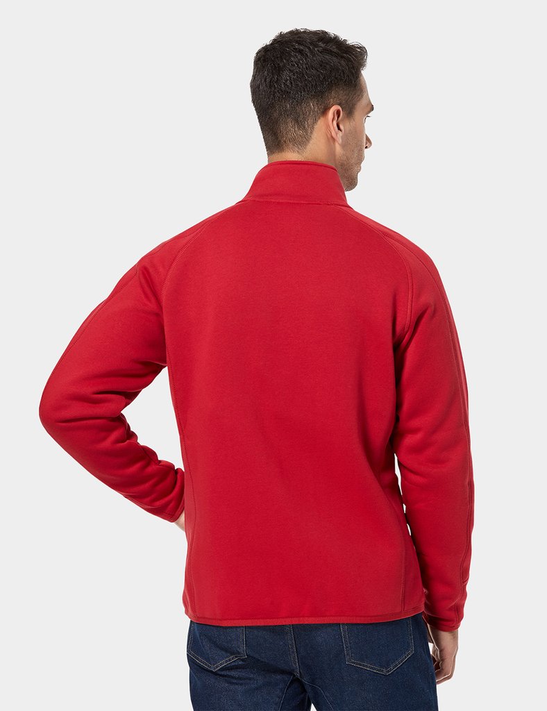 Men's RED Heated Full-Zip Fleece Jacket with Battery | ORORO – ororo